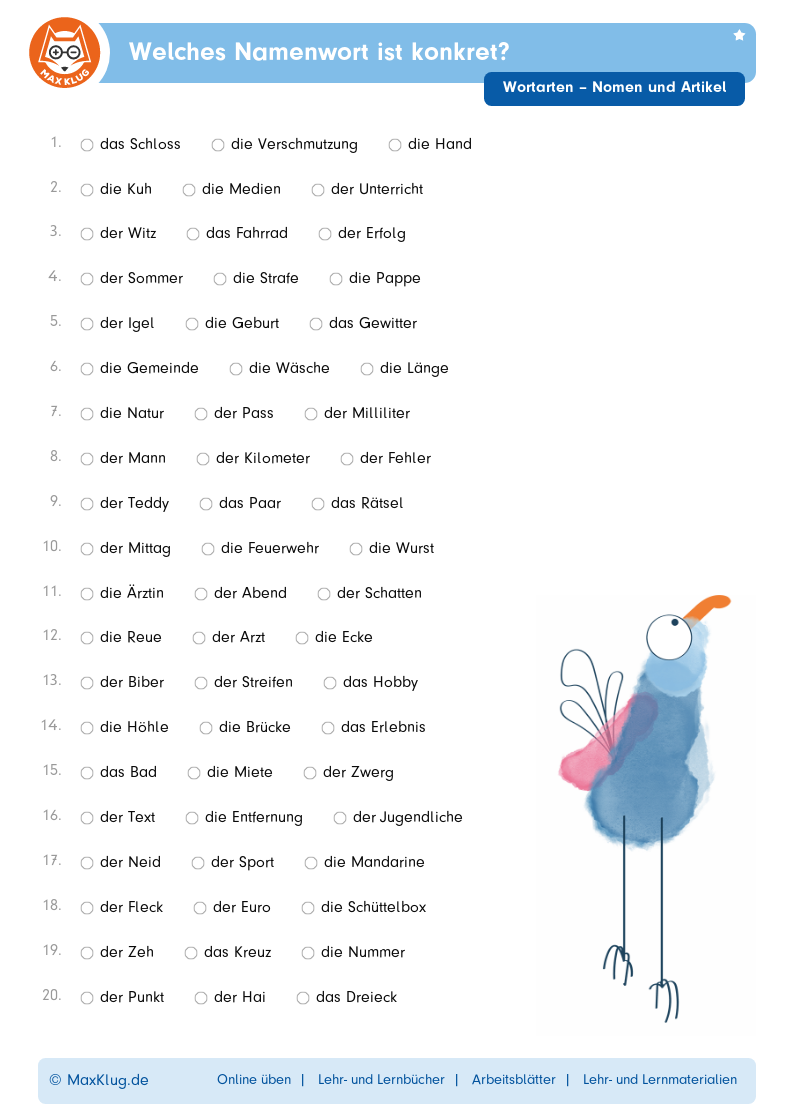 Welches Namenwort ist konkret?